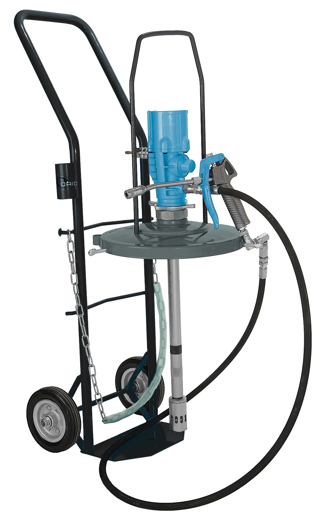 Portable grease unit with trolley for 12-20 kg drums. - Alentec Orion Ltd